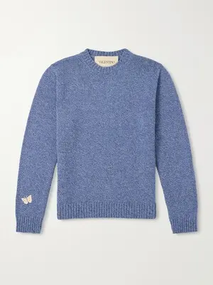 Valentino Garavani Wool Appliquéd Sweater - Blue