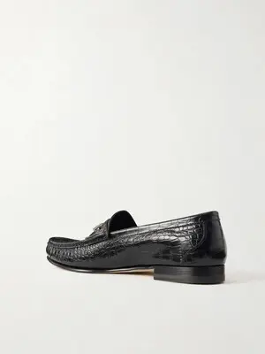TOM FORD Oscar Embellished Croc-embossed Leather Loafers