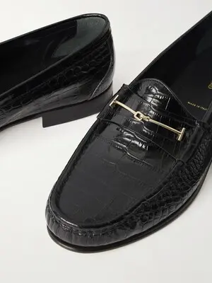 TOM FORD Oscar Embellished Croc-embossed Leather Loafers