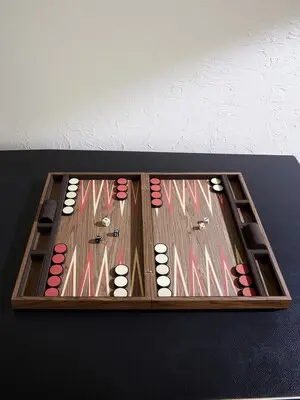 L'Objet Laotze Wood Backgammon Set - Red