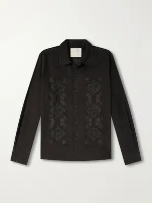 KARDO Chintan Embroidered Cotton-corduroy Shirt - Green