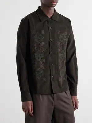 KARDO Chintan Embroidered Cotton-corduroy Shirt