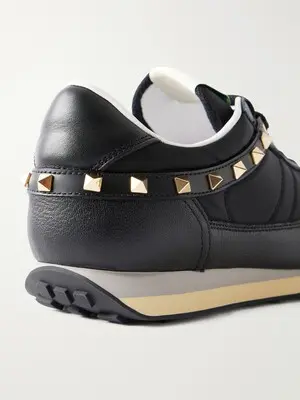 Valentino Garavani Stud Up Embellished Leather-trimmed Sneakers