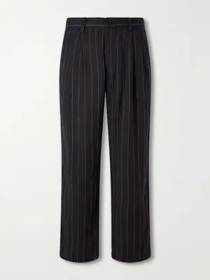 KARDO Antonio Straight-leg Embroidered Cotton Trousers - Blue