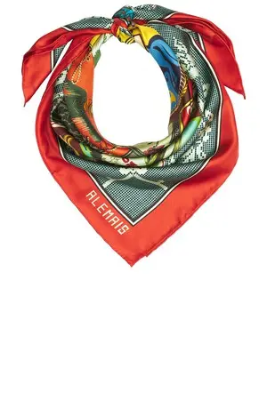 ALEMAIS Ace Silk Scarf In Red - Multi