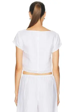 Posse Alfie Cropped Lace-trim Linen Top