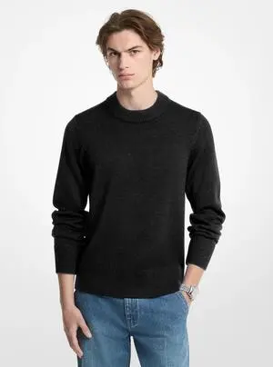 Michael Kors Merino Wool Ribbed Crewneck Sweater - Black