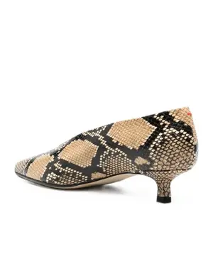 AeydĒ Clara Snake-effect Pointed-toe Pumps - Beige