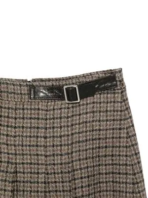 Seventy Checked Belted Pleated Skirt