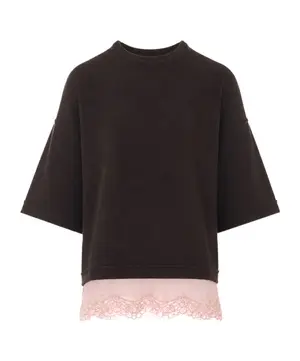 Pinko Oversized Lace-trim Crewneck T-shirt