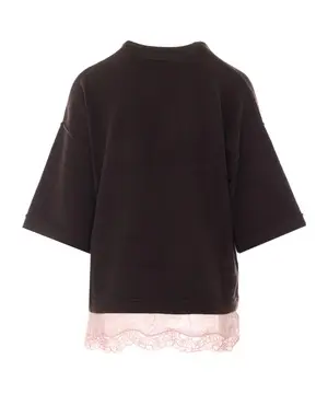 Pinko Oversized Lace-trim Crewneck T-shirt