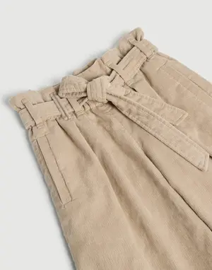 Brunello Cucinelli Techno Cotton And Cashmere Corduroy Paperbag Trousers