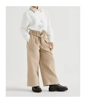 Brunello Cucinelli Techno Cotton And Cashmere Corduroy Paperbag Trousers