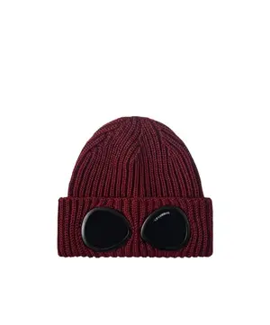 C.P. COMPANY Extrafine Merino Wool Goggle Beanie - Red