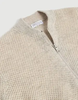 Brunello Cucinelli Sparkling Mohair And Wool Net Bomber Cardigan