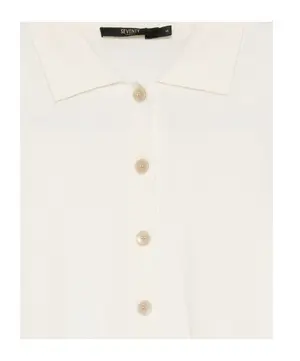 Seventy Single-breasted Long-sleeve Knit Top - Ivory