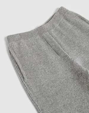 Brunello Cucinelli Sparkling Cashmere English Rib Knit Trousers