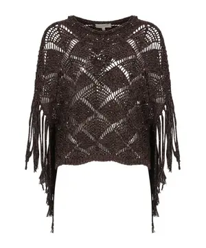 Antonelli Firenze Brionia Fringe Knit Poncho