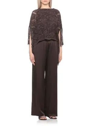 Antonelli Firenze Brionia Fringe Knit Poncho