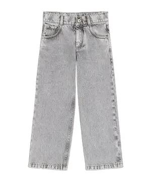 Brunello Cucinelli Classic Denim Straight Trousers With Monili - Light Gray