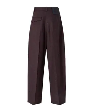 Pinko Slub Wool And Cotton-blend Wide-leg Trousers