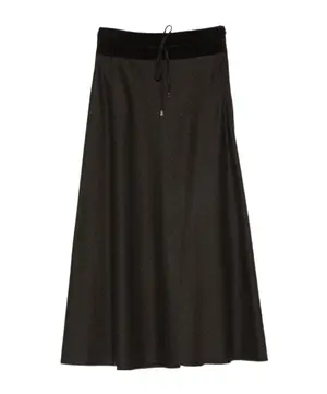 D.exterior Flared Knit Maxi Skirt - Black