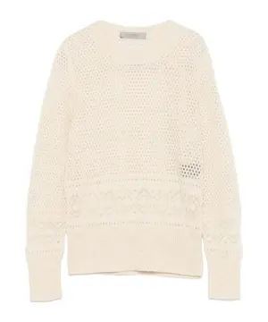 D.exterior Open-knit Pointelle-trim Sweater - Beige