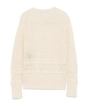 D.exterior Open-knit Pointelle-trim Sweater - Beige