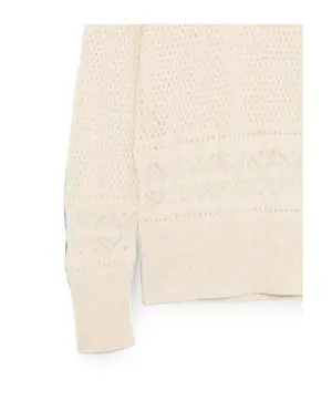 D.exterior Open-knit Pointelle-trim Sweater - Beige