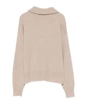 D.exterior Button-down Polo-collar Sweater - No