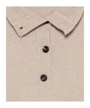 D.exterior Button-down Polo-collar Sweater - Nude