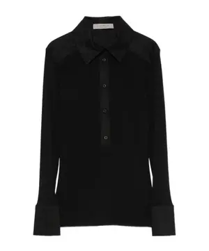 D.exterior Contrast-panel Button-up Blouse - Black