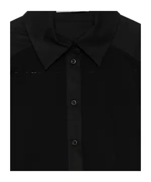 D.exterior Contrast-panel Button-up Blouse