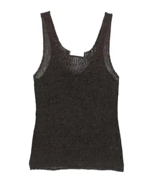 ROBERTO COLLINA V-neck Knit Tank Top - Brown