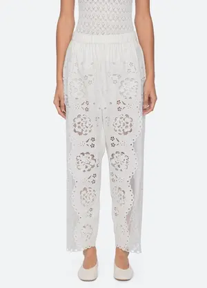Sea Gardener Broderie-anglaise Panelled Trousers