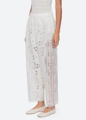 Sea Gardener Broderie-anglaise Panelled Trousers