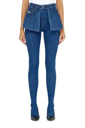 DIESEL® D-spika Skinny Denim Tights With Removable Peplum - Blue
