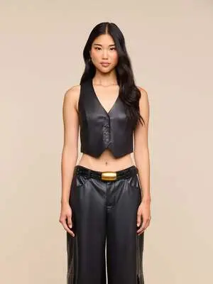 L'Agence Jianna Leather Waistcoat