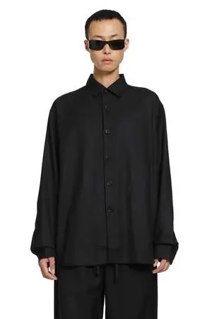 ROSE BURRITO Wool Overshirt - Black