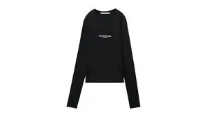 Alexander Wang Logo Print Fitted Long Sleeve Tee Shirt