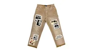 Mixed Emotion Newspaper Carpenter Pants - Brown