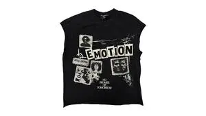 Mixed Emotion Newspaper Sleeveless Tee Shirt