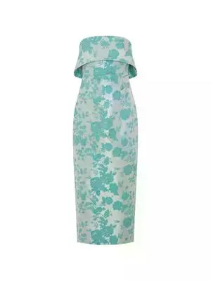 Anna Quan Gretel Floral-jacquard Strapless Midi Dress - Blue
