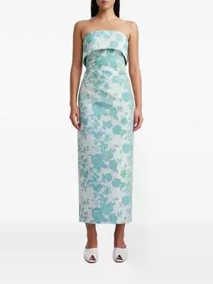 Anna Quan Gretel Floral-jacquard Strapless Midi Dress