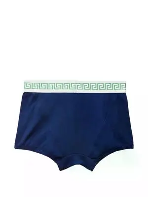 Versace Ribbed Cotton-jersey Trunks - Blue