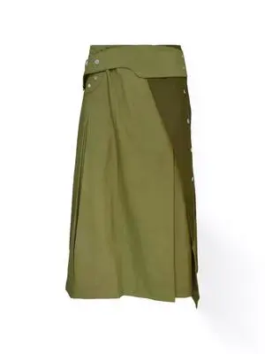 3.1 Phillip Lim Patchwork Pleated Wrap Midi Skirt - Green