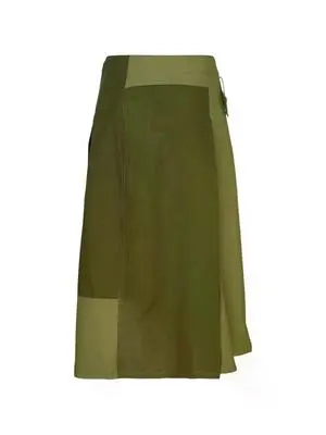 3.1 Phillip Lim Patchwork Pleated Wrap Midi Skirt