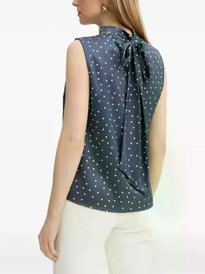 SILVIAN HEACH Polka-dot Tie Neck Sleeveless High Neck Blouse