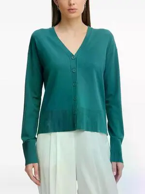 Sisley Button V-neck Cardigan - Green