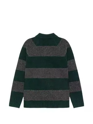 LES DEUX Striped Knitted Polo Sweater